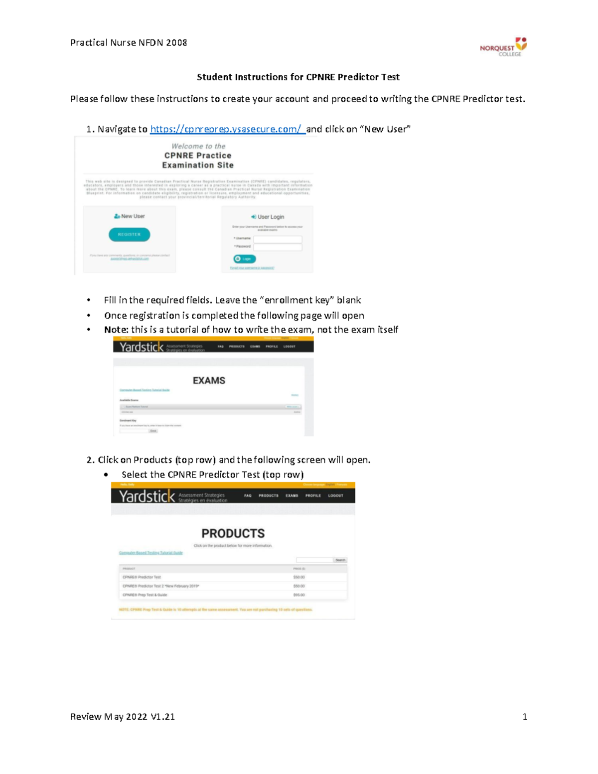 Student Instructions for Cpnre Practice Exam V1 - Student Instructions ...