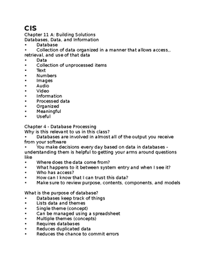 CIS- Chapter 12 - Nayem Rahman - CIS Chapter 12: Working in the ...