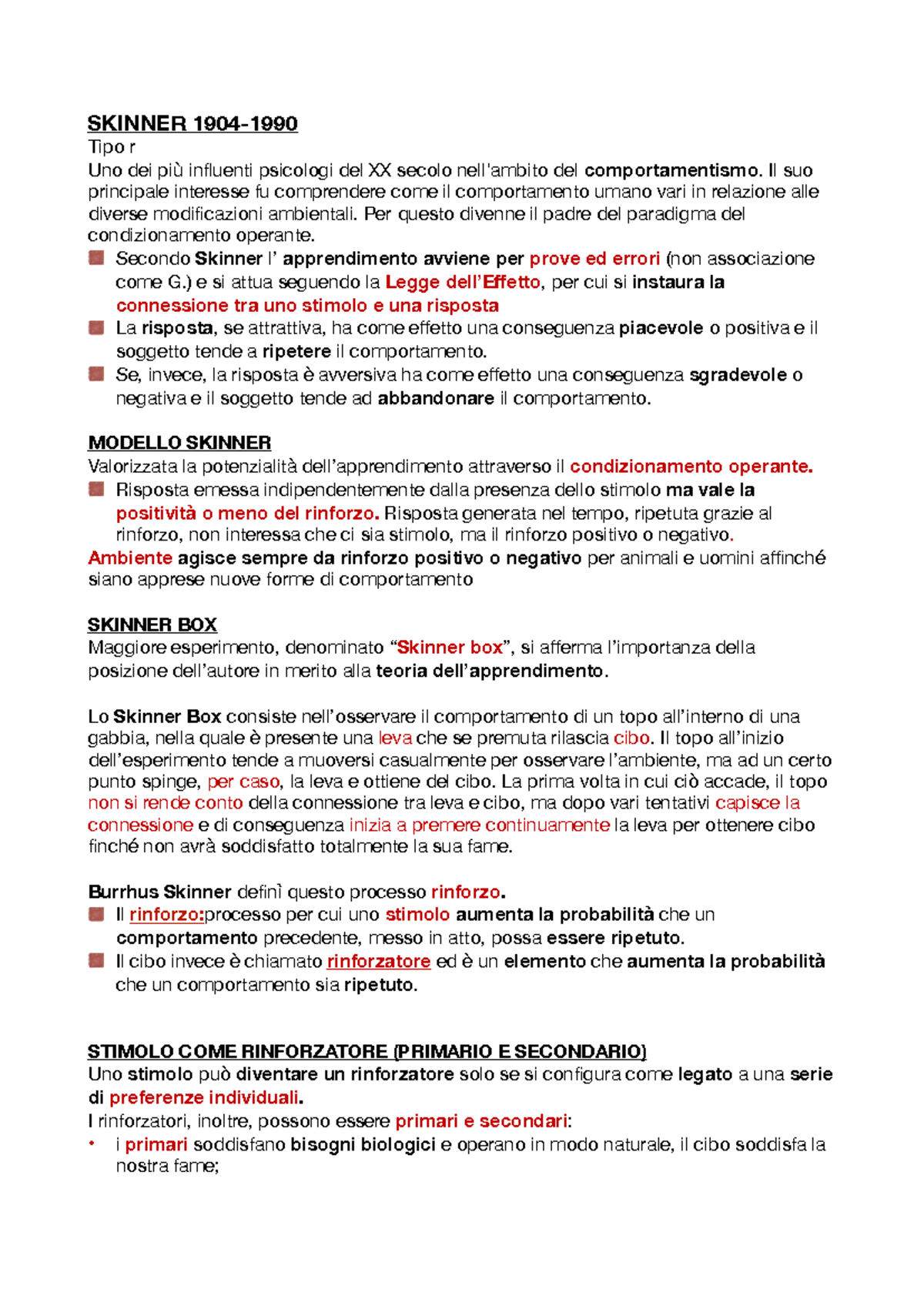 Skinner - SKINNER 1904- Tipo r Uno dei più influenti psicologi del XX ...