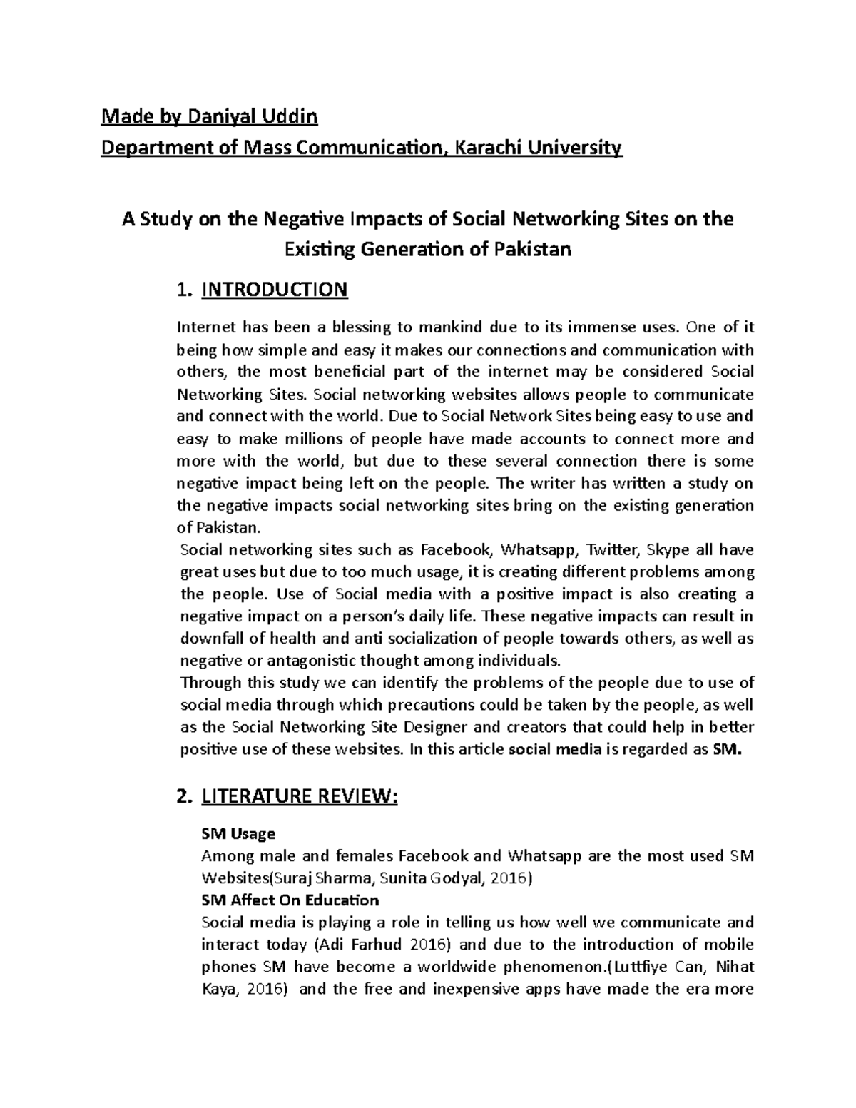 A Study on the Negative Impacts of Social Networking Sites on the ...