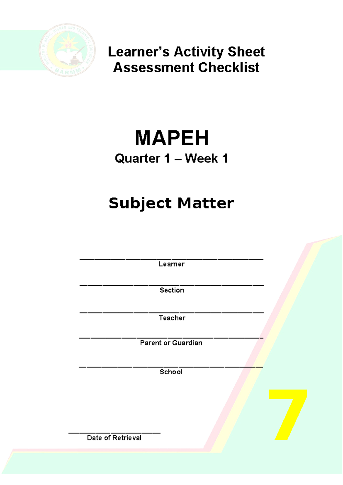 Mapeh-JHS Template - N/A - MAPEH Learner’s Activity Sheet Assessment ...