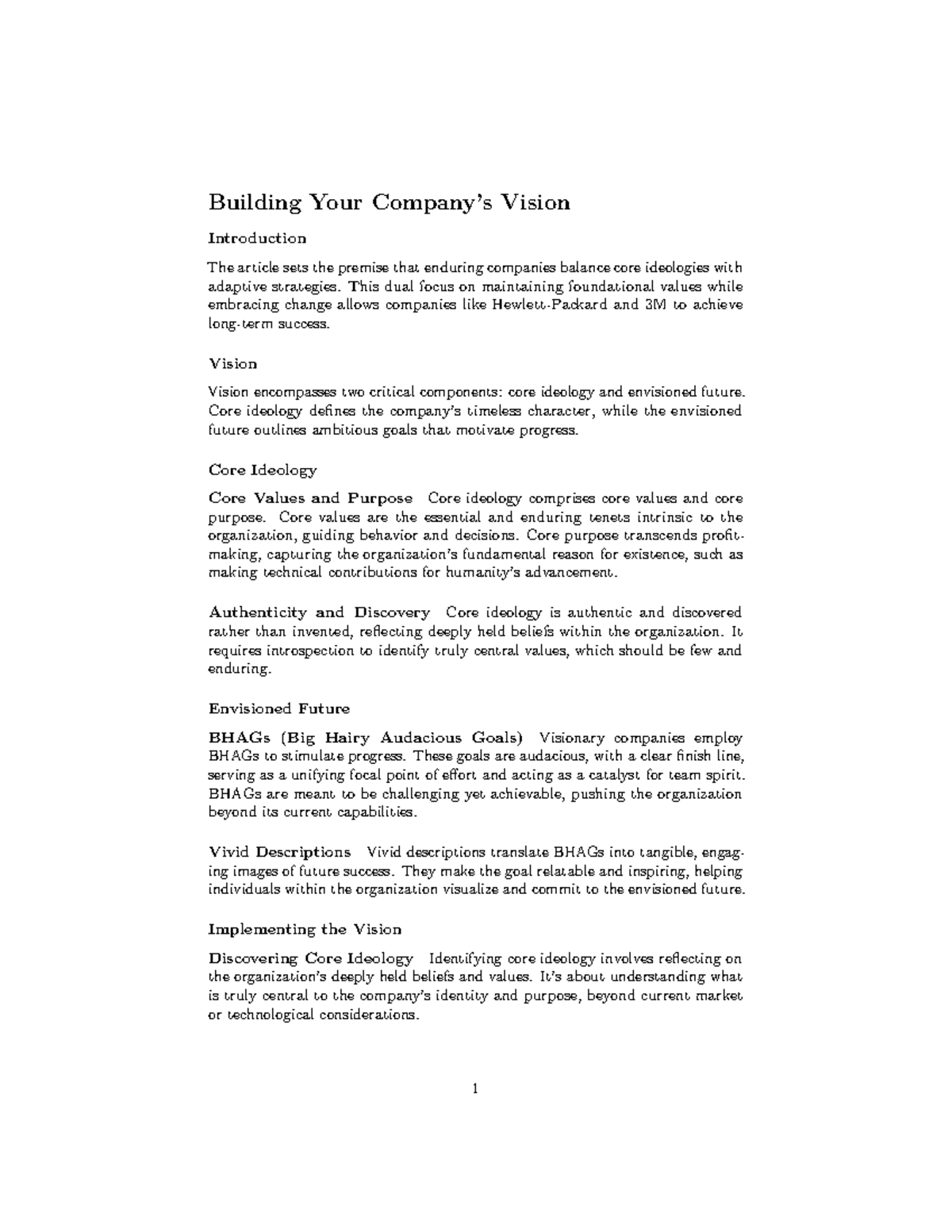 Building Your Companies Vision - Building Your Company’s Vision ...