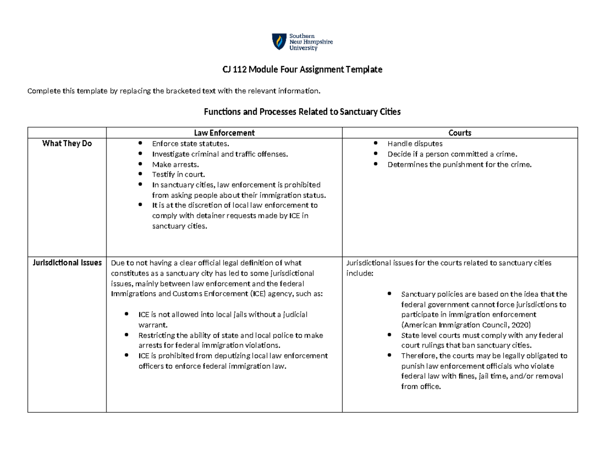 CJ 112 Module Four Assignment Template - CJ 112 Module Four Assignment ...