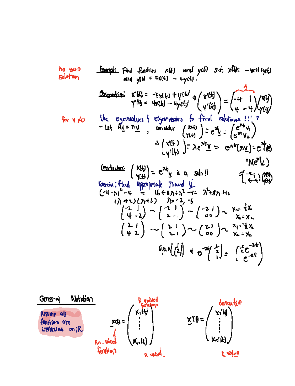 Linear Systems Of First Order Diff Equ Example Find Functions Xl And Ylhs ò ò Ty Solution Ho