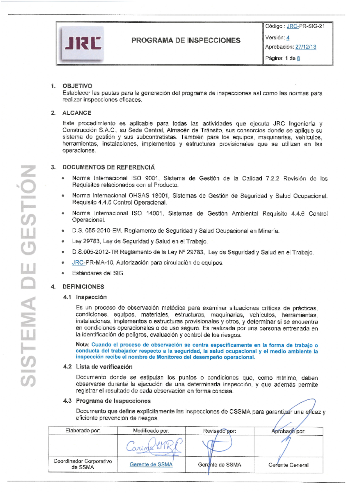 I-12.3 Ejemplo de un Programa de inspecciones - SISTEMA DE GESTIÓN 4 ...