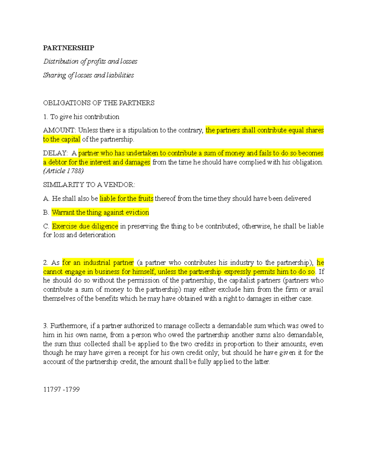 Partnership Notes - PARTNERSHIP Distribution of profits and losses ...