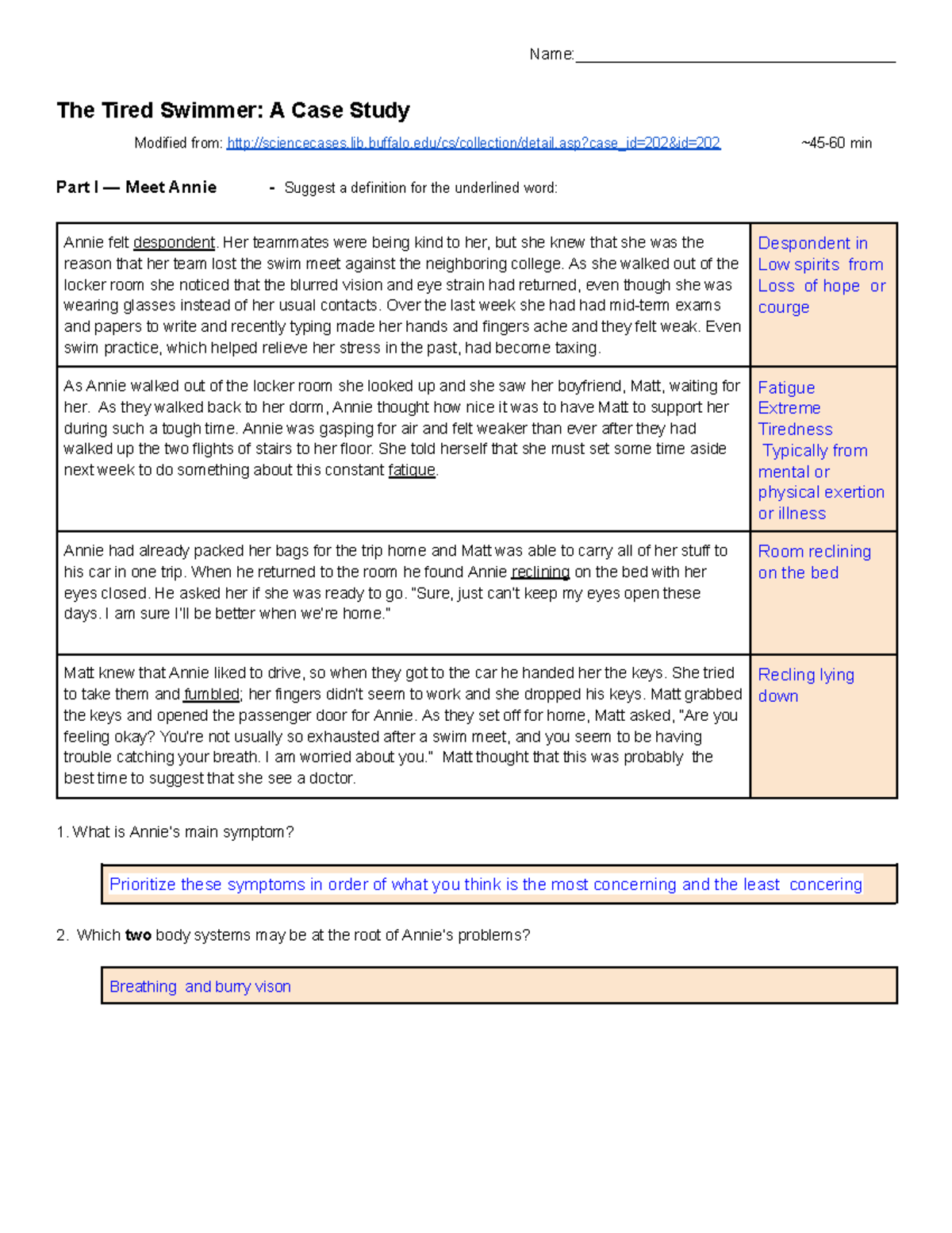 Dionisio Gusman - Case Study - The Tired Swimmer (remote) - - Studocu