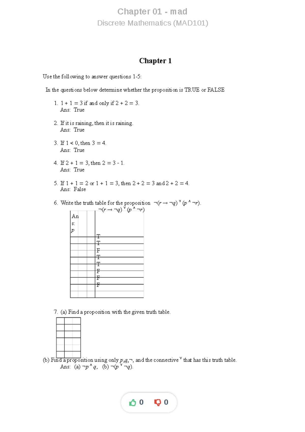 Chapter-01-mad compress - Chapter 01 - mad Discrete Mathematics (MAD101) Chapter 1 Use the ...