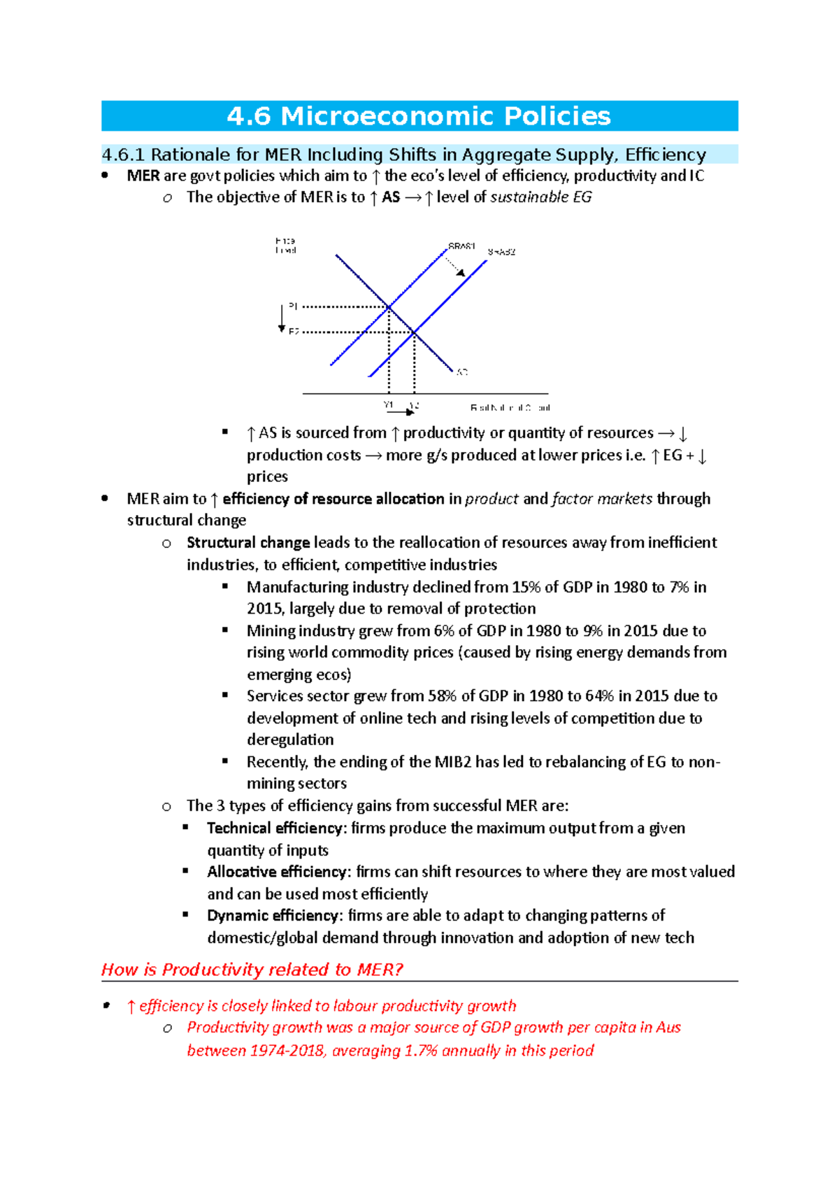 COMM1110 tutorial 17 mod 1 - 4 Microeconomic Policies 4.6 Rationale for ...