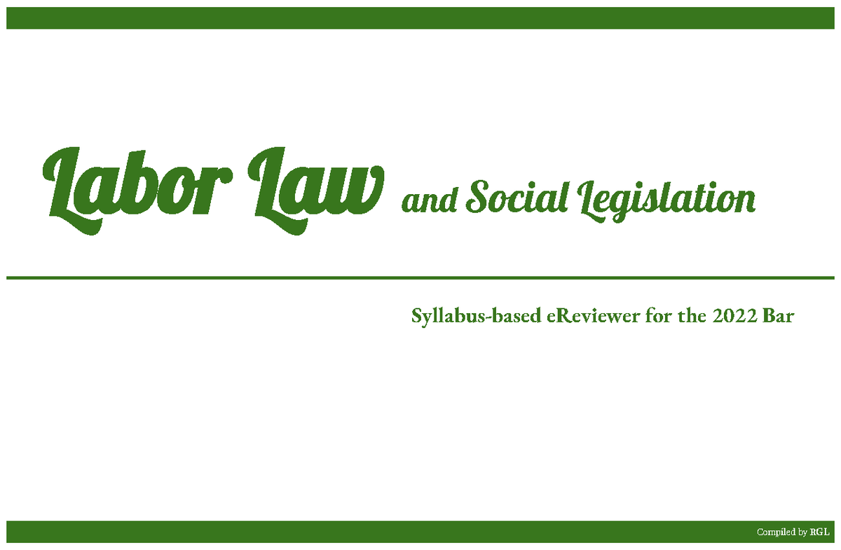 2022 Labor Law Syllabus-based e Reviewer-1 - Labor Law an Socia ...
