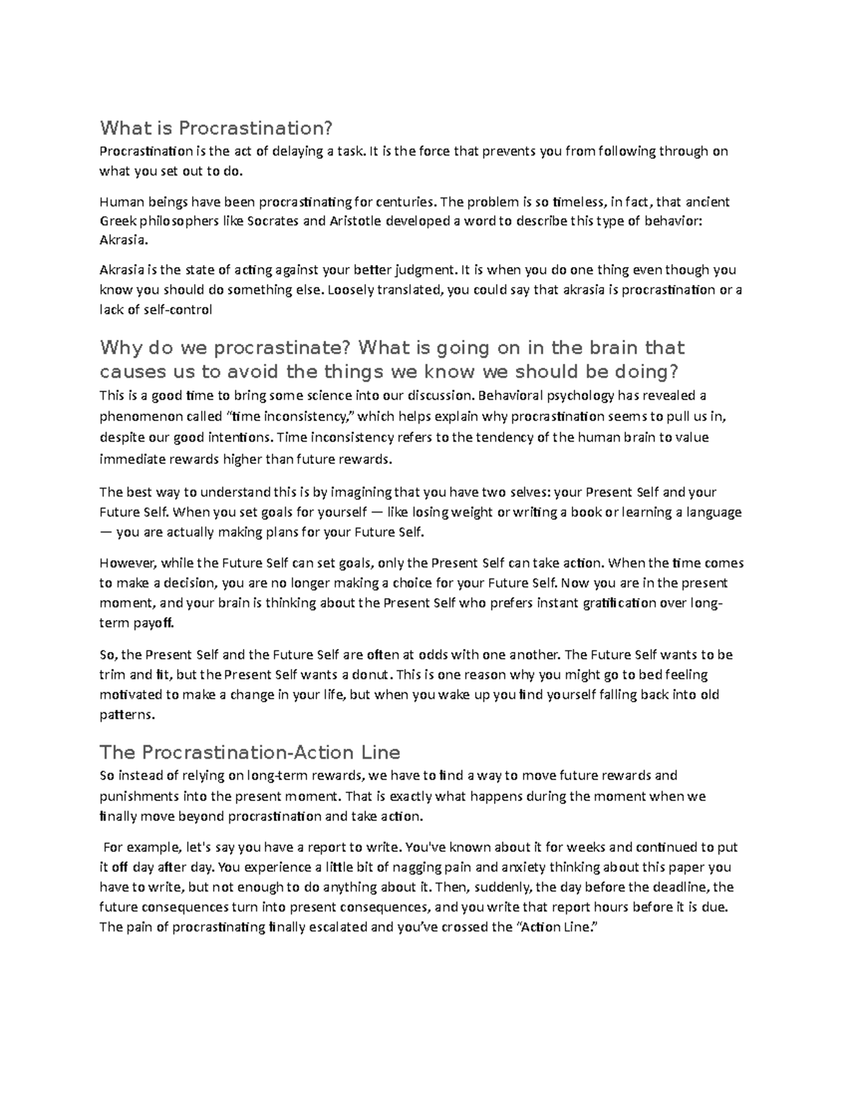 Procrastination - insight into the world of business. Students will ...