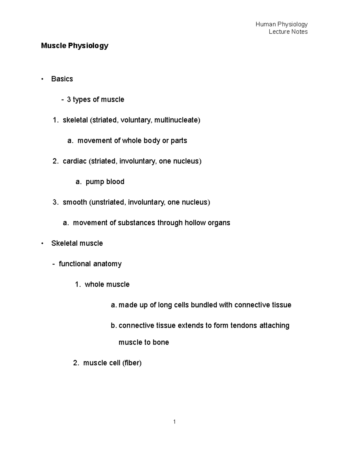 2021-BIOL-Human Physiology-Lecture-Notes-8A - Muscle Physiology Basics ...