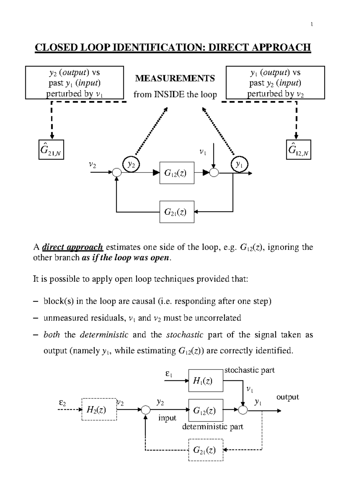12d closed loop linear identification - direct approach - 1 CLOSED LOOP ...