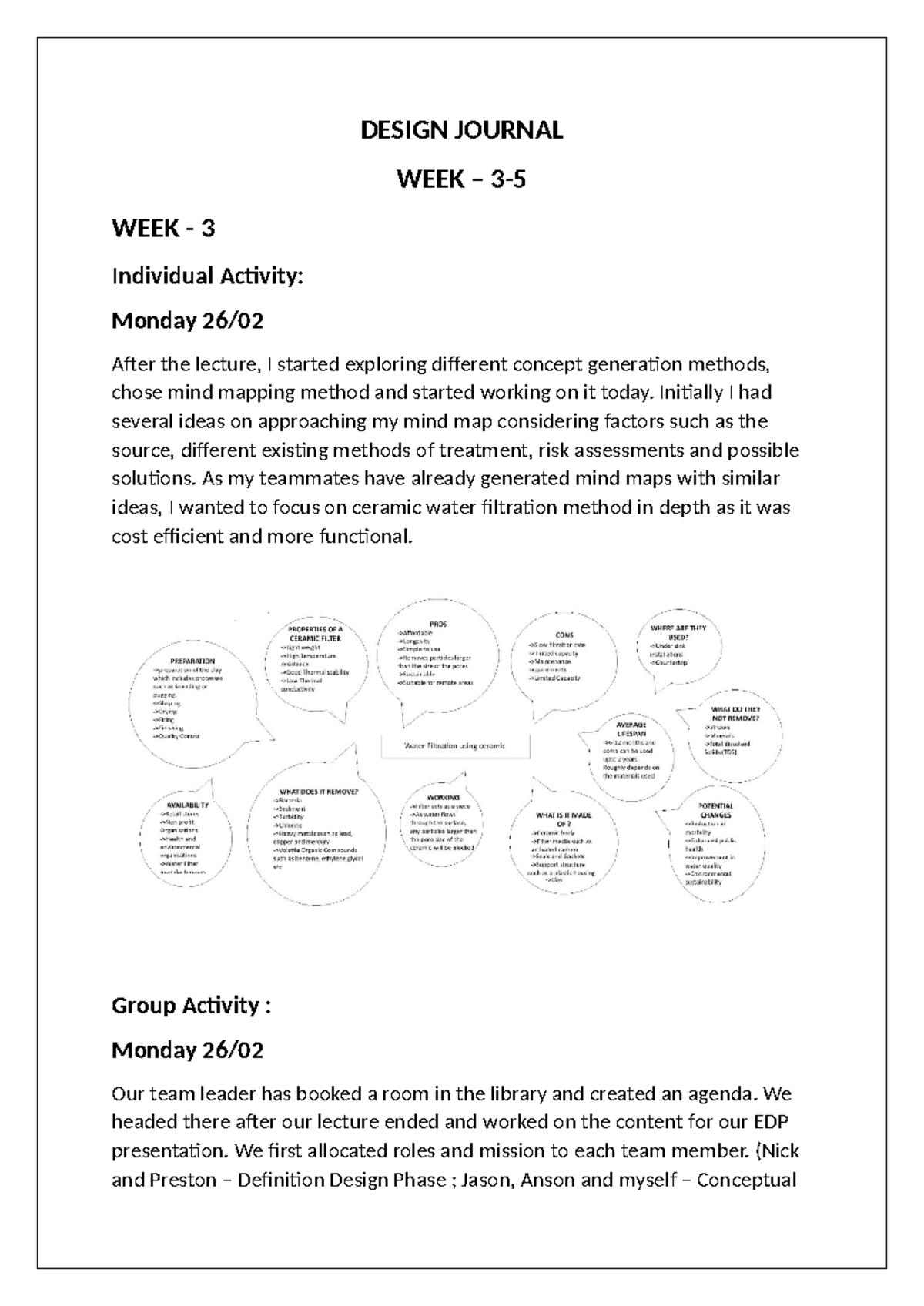 Design Journal - DESIGN JOURNAL WEEK – 3- WEEK - 3 Individual Activity ...