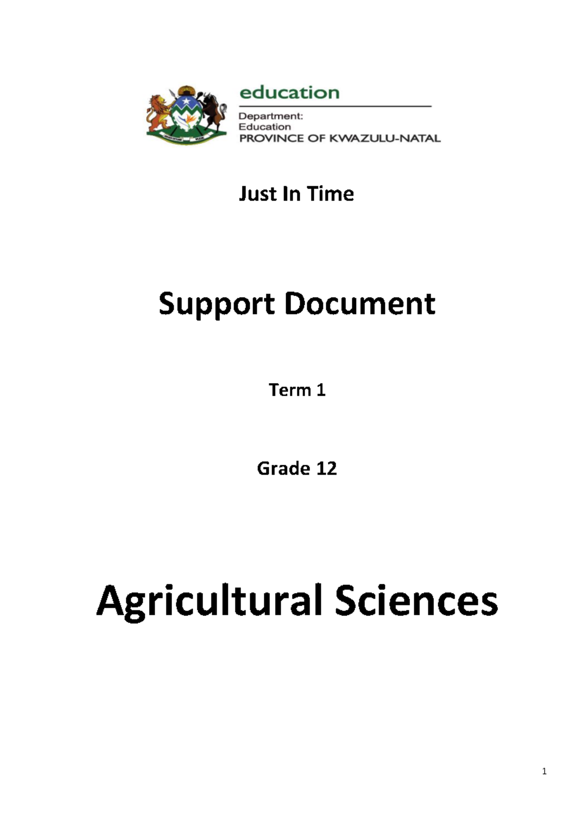 Agricultural Sciences Grade 12 2020 JIT Term1 1 - Just In Time Support ...