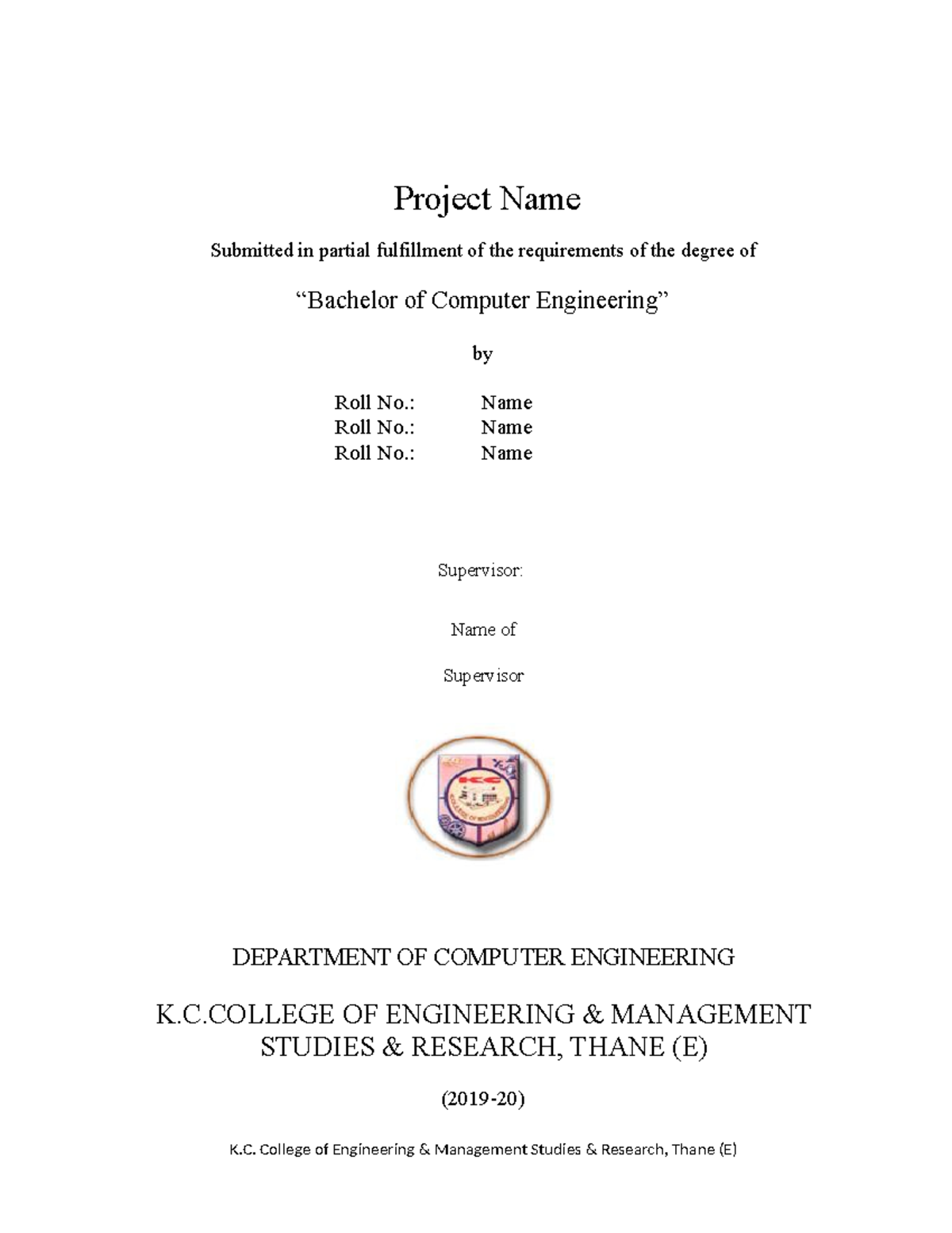 Sem VII Project Report Format - Project Name Submitted in partial ...
