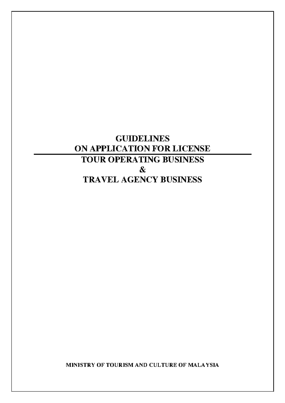 Guideline for Opening a Travel Agency - GUIDELINES ON APPLICATION FOR ...