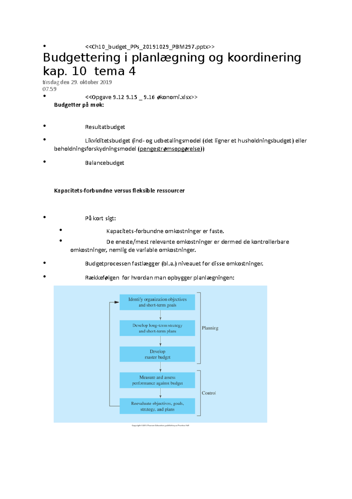 Budgettering i planlægning og koordinering kap. 10 tema 4 - - Studocu