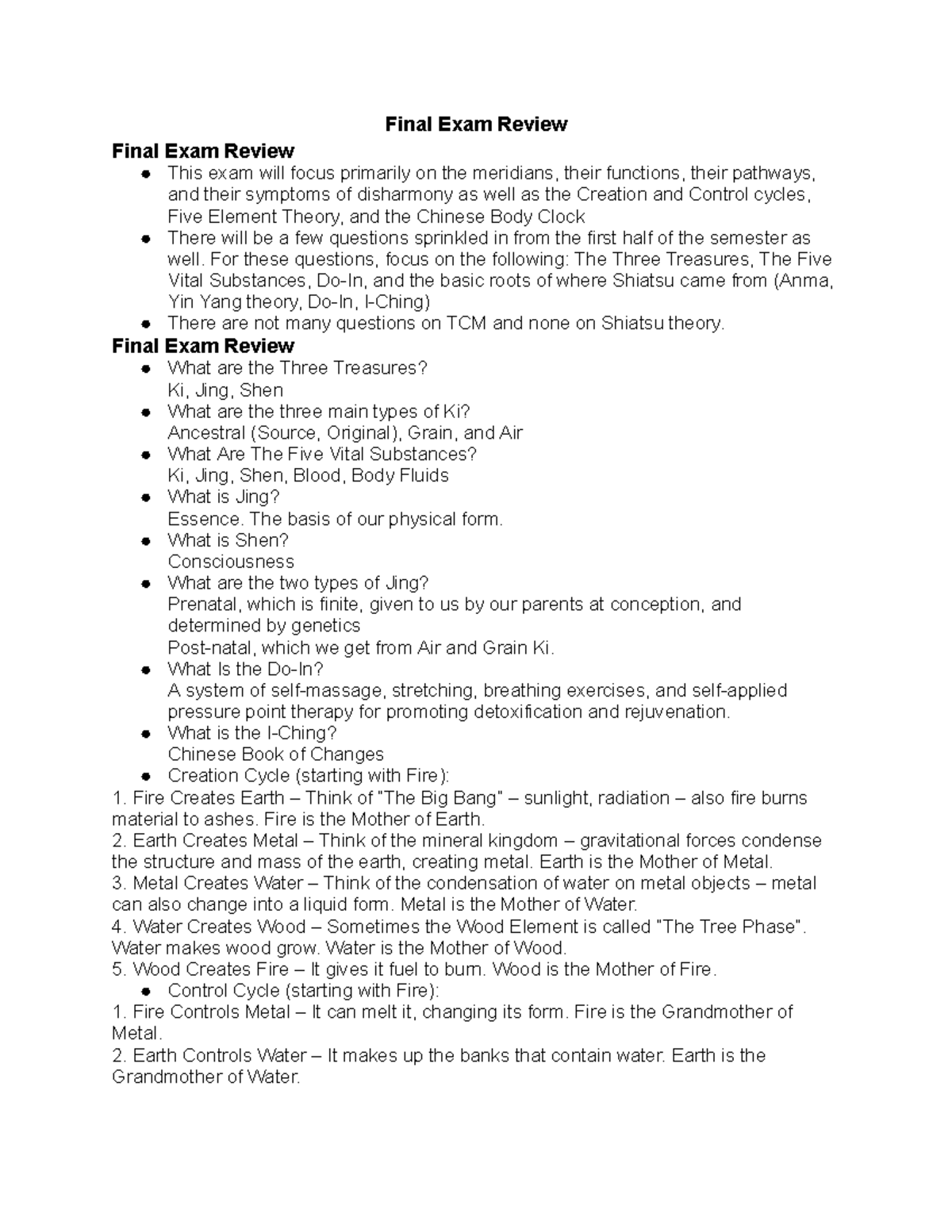 Eastern Lecture 30 - Final Exam Review - Final Exam Review Final Exam ...