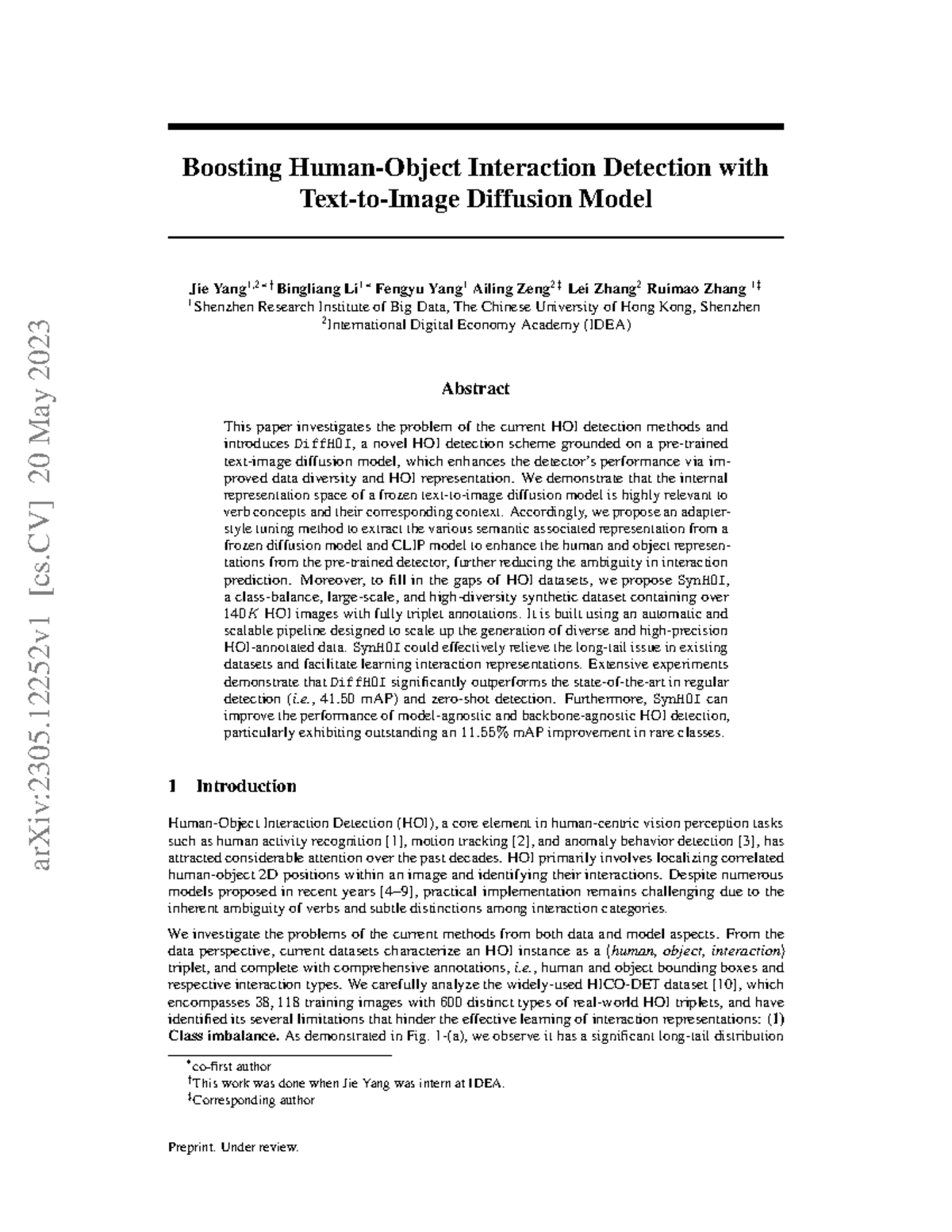 2305 Boosting Human Object Interaction Detection With Text To Image Diffusion Model Jie Yang1