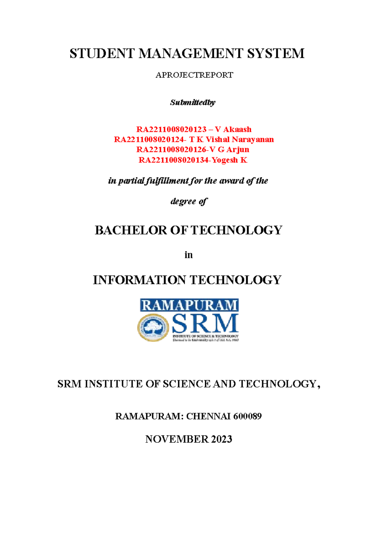 OS Project Report Format - STUDENT MANAGEMENT SYSTEM APROJECTREPORT ...