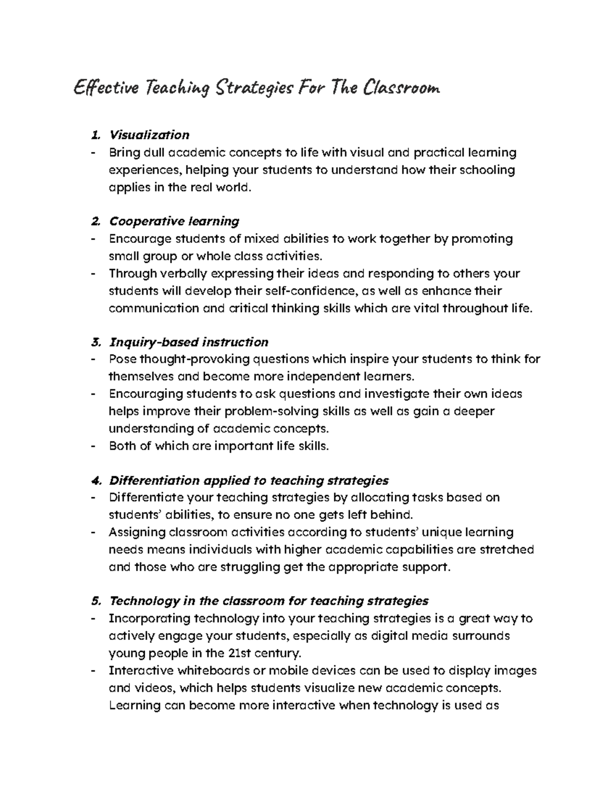 Effective Teaching Strategies Effec Tecg Sate Fr Asm Visualization