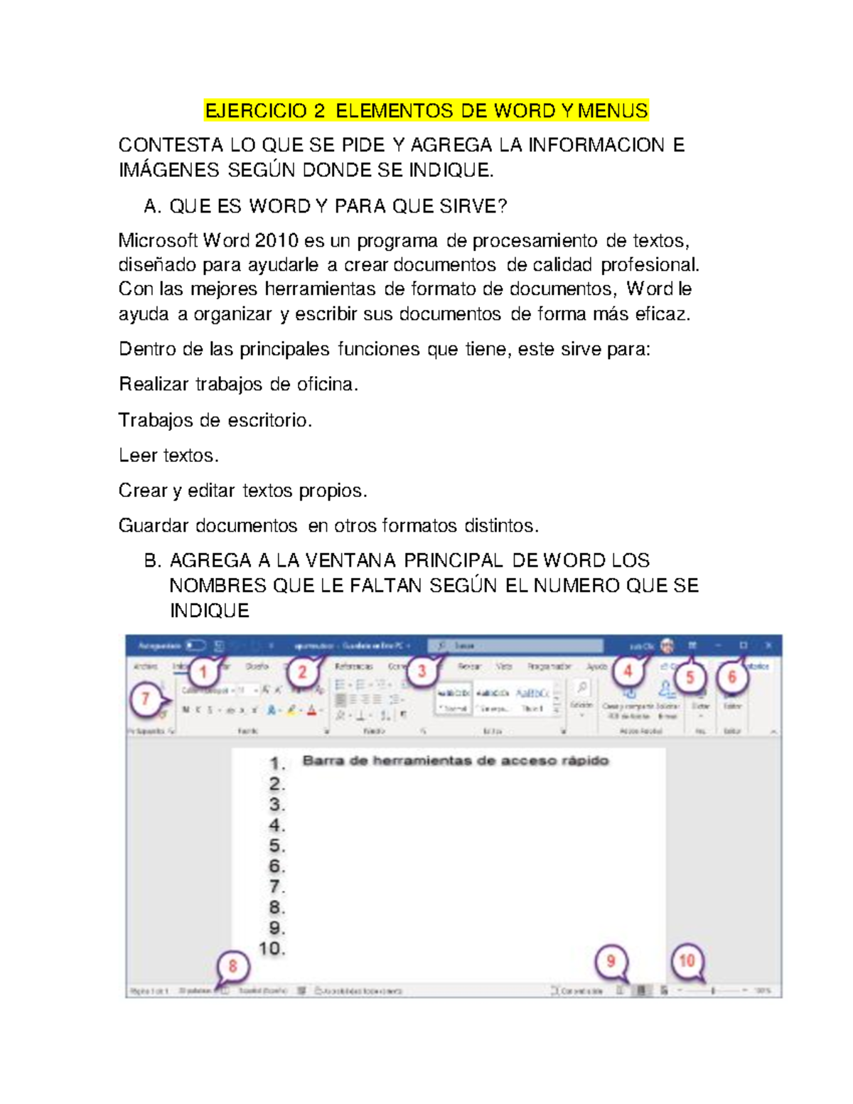Ejercicio 2 Elementos DE WORD Y Menus-1 - EJERCICIO 2 ELEMENTOS DE WORD ...