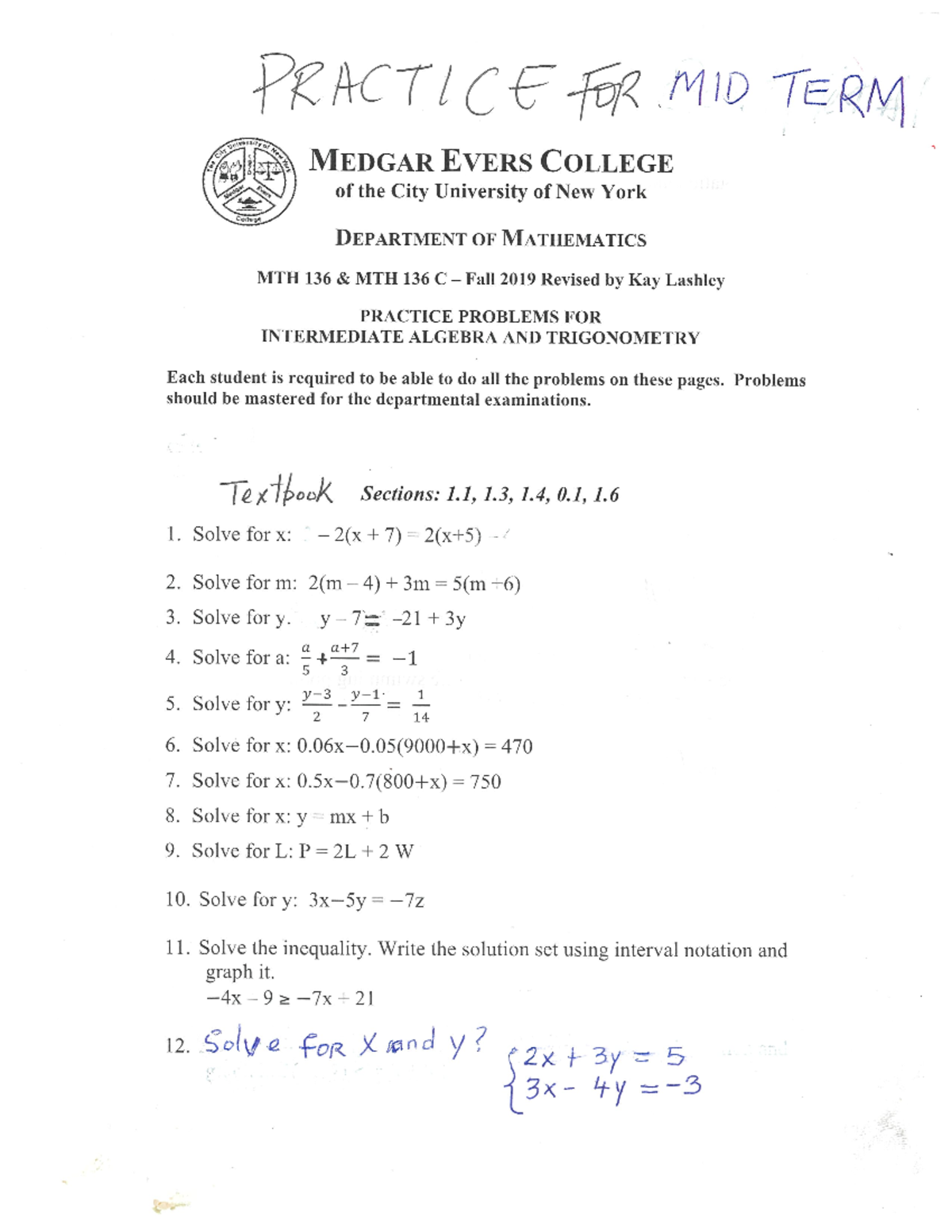 DOC011 - Questions to solve - PRACTICE FOR MID TERM E City AM ...