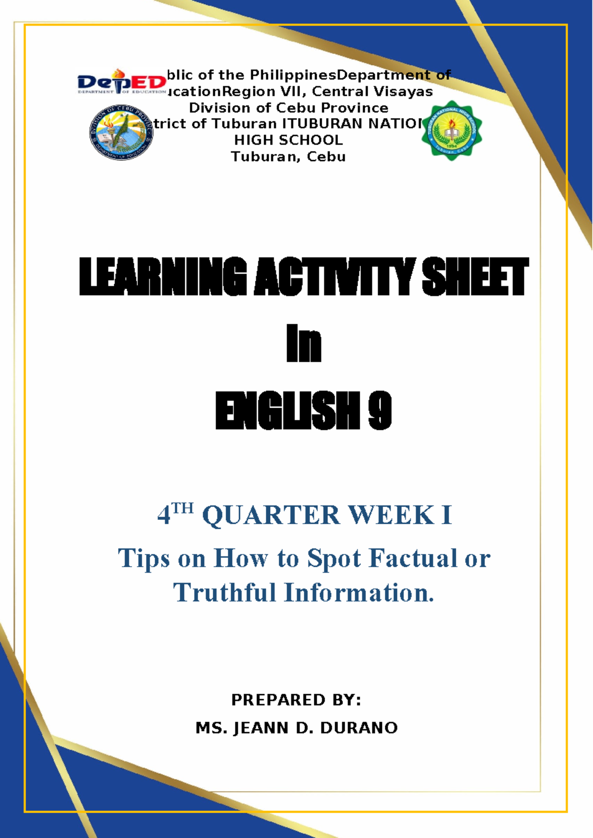 English-4th-quarter - ENGLISH 4TH QUARTER - Republic of the ...