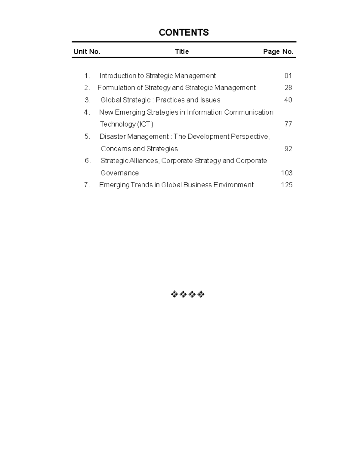 Startegic Management Geektonight - CONTENTS Unit No. Title Page No ...