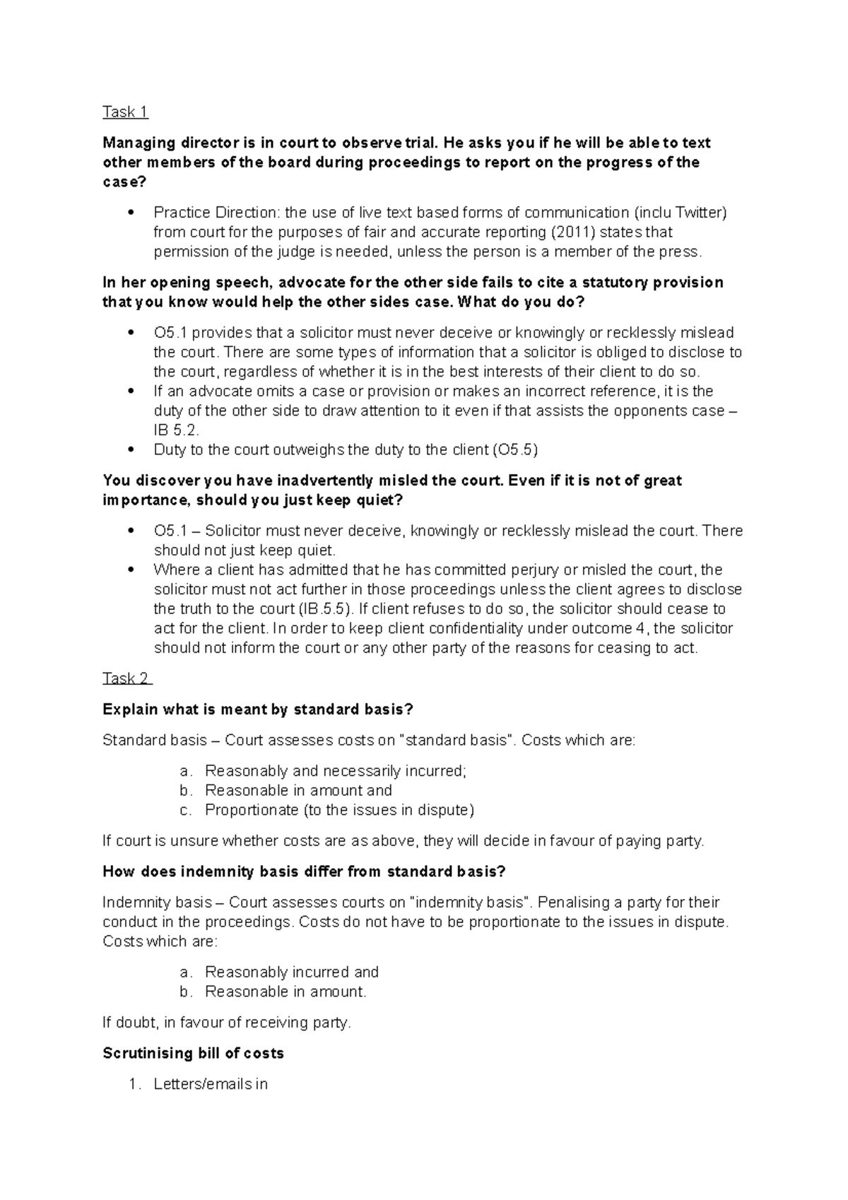 Trial AND POST Trial Issues - Task 1 Managing director is in court to ...