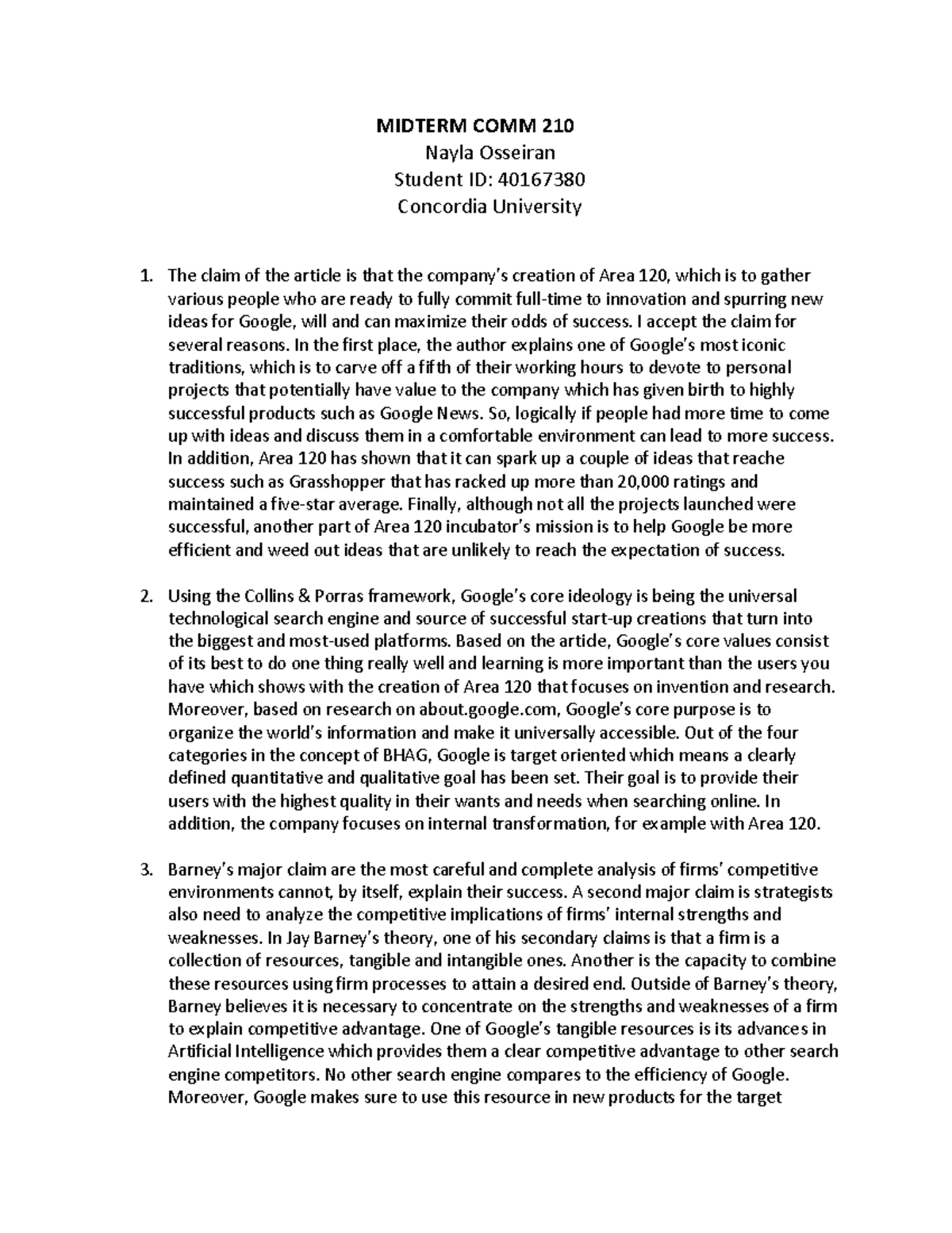Midterm COMM 210 - MIDTERM COMM 210 Nayla Osseiran Student ID: 40167380 ... Midterm COMM 210 - MIDTERM COMM 210 Nayla Osseiran Student ID: 40167380 ...