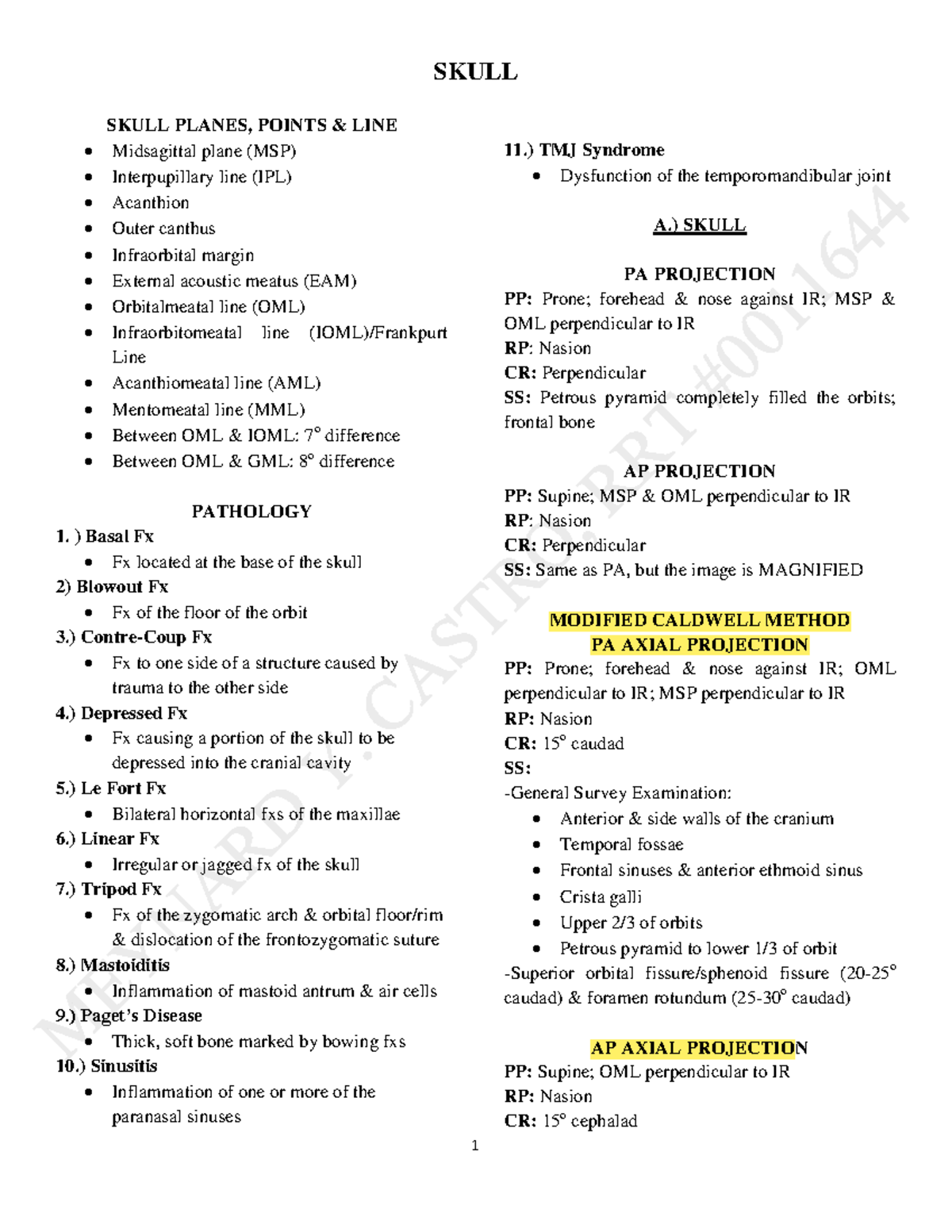 Skull - SKULL PLANES, POINTS & LINE Midsagittal plane (MSP ...