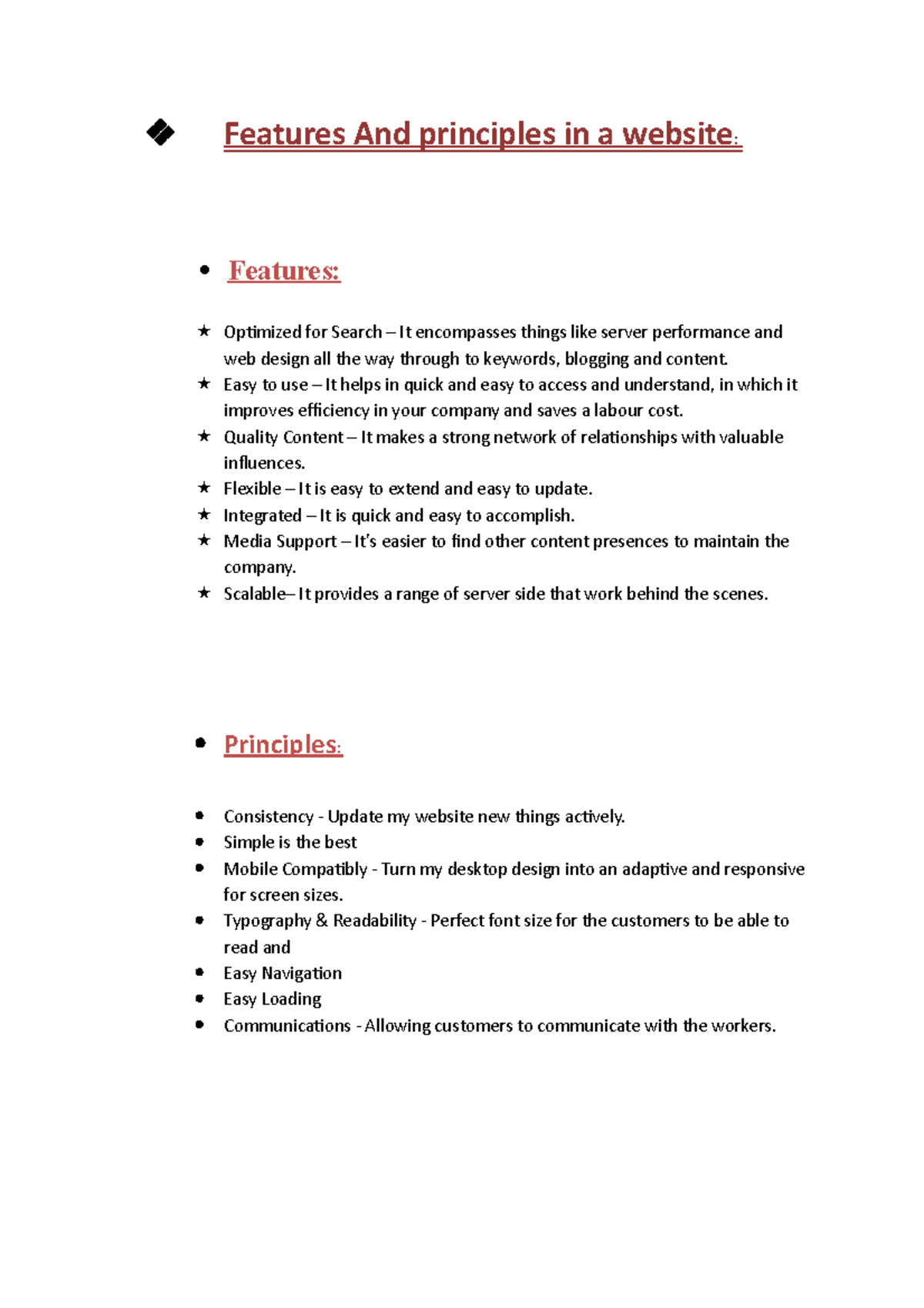 Assignment 1 (1) ICT - Copy - Features And principles in a website ...