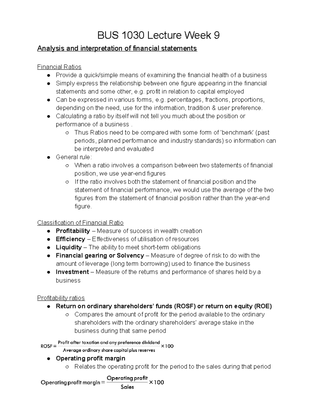 BUS 1030 Lecture Week 9 - BUS 1030 Lecture Week 9 Analysis and ...