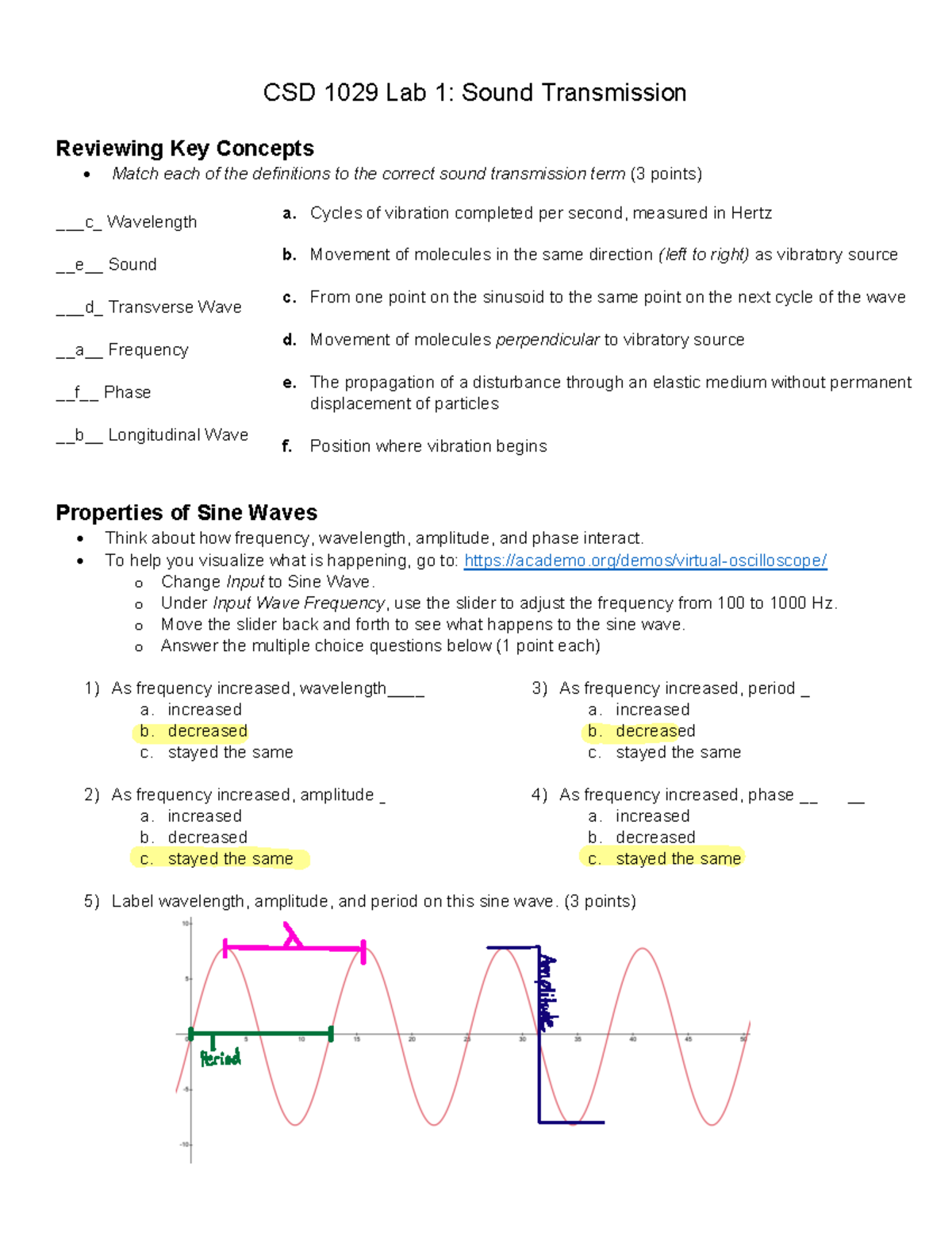 Lab 1 Sound Transmission - CSD 1029 Lab 1: Sound Transmission Reviewing ...