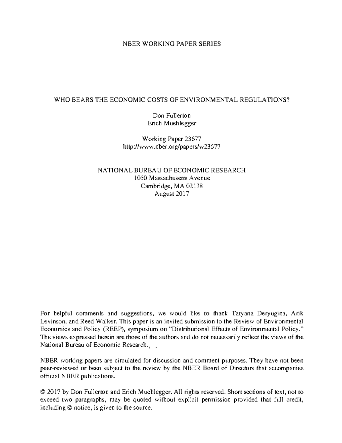 Env1 - Environmental Economics Papers that can be used for ...