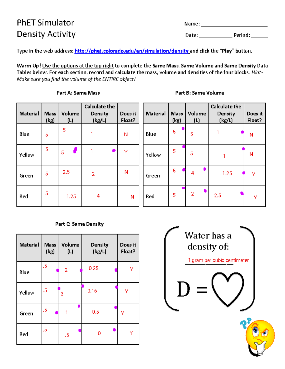 Sophia Williams - Phet Density 2 - PhET Simulator Name ...