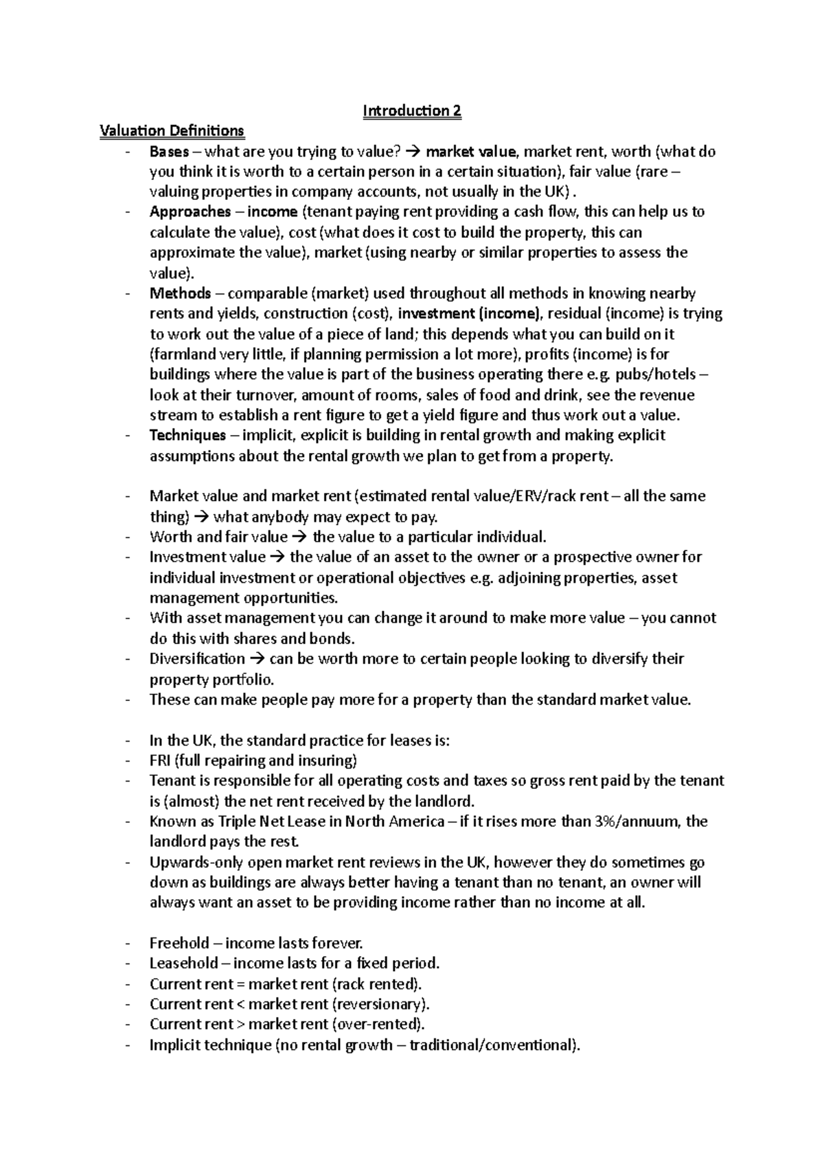 Introduction to Valuation and Investment - Introduction 2 Valuation ...