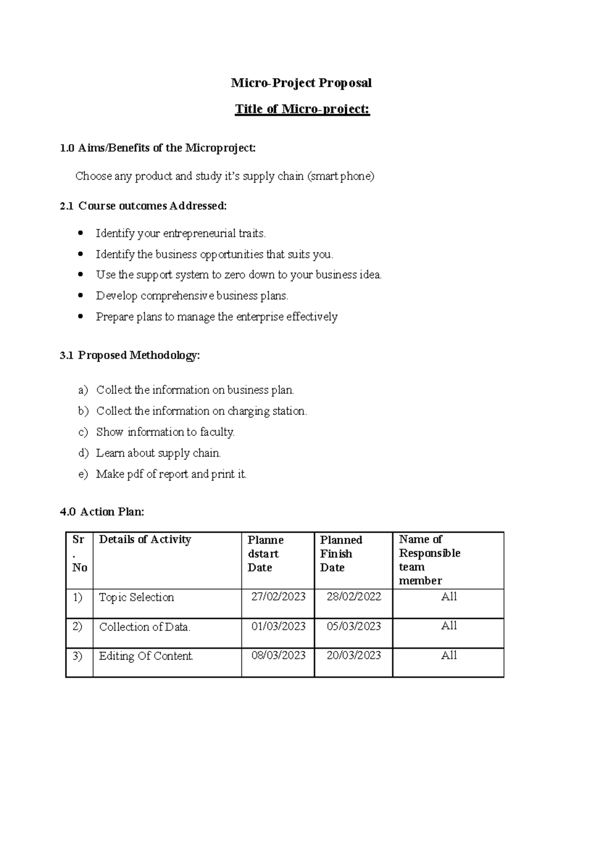 EDE Annexure 1 - proposal of ede - Micro-Project Proposal Title of Micro-project: 1 Aims ...