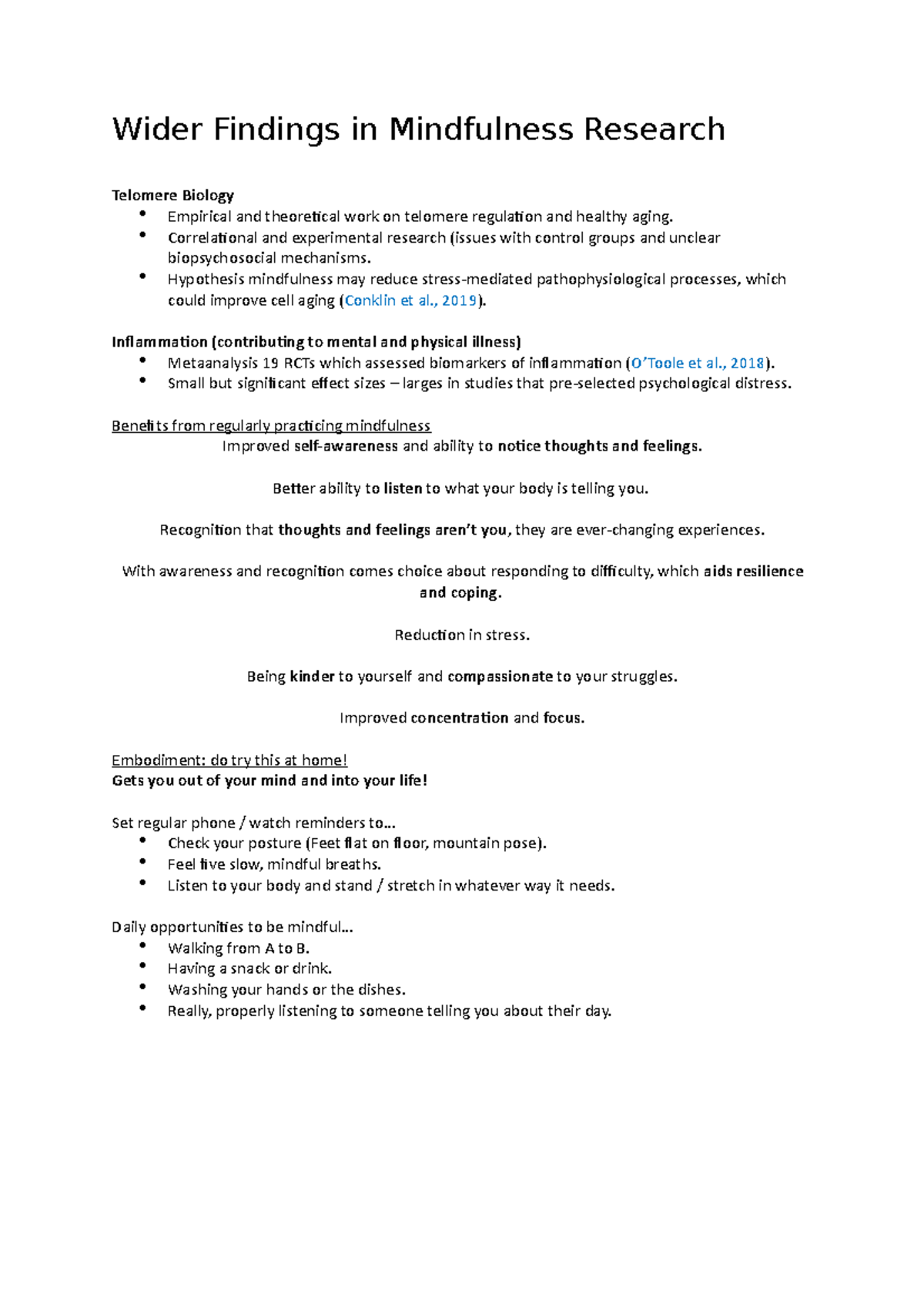 Wider Findings in Mindfulness Research - Wider Findings in Mindfulness ...