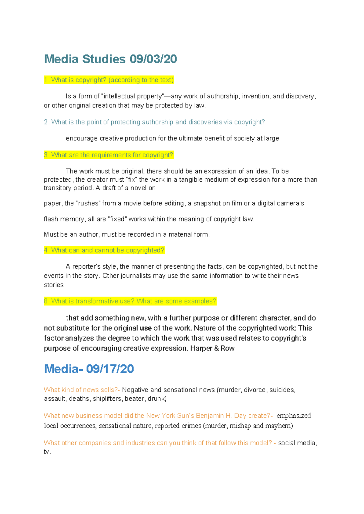 Media discussions - Lecture notes All - Media Studies 09/03/ What is ...