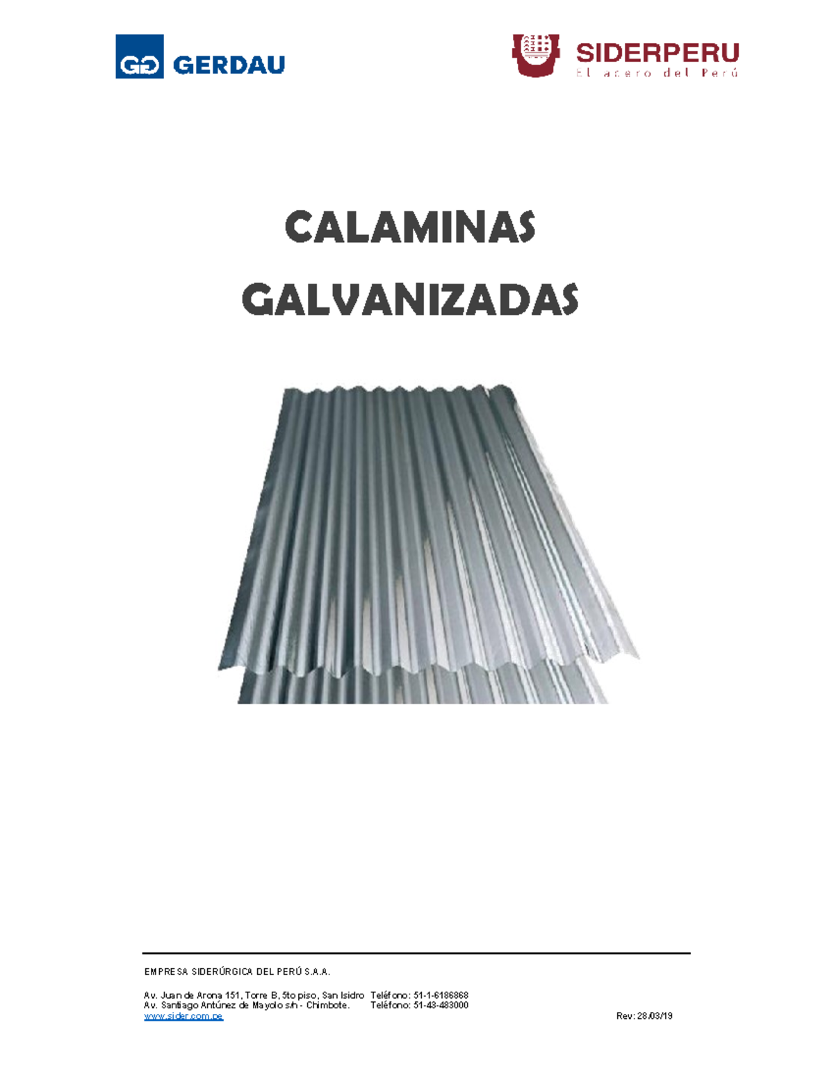 FT Calamina Galvanizada SP vs280319 - EMPRESA SIDERÚRGICA DEL PERÚ S.A ...