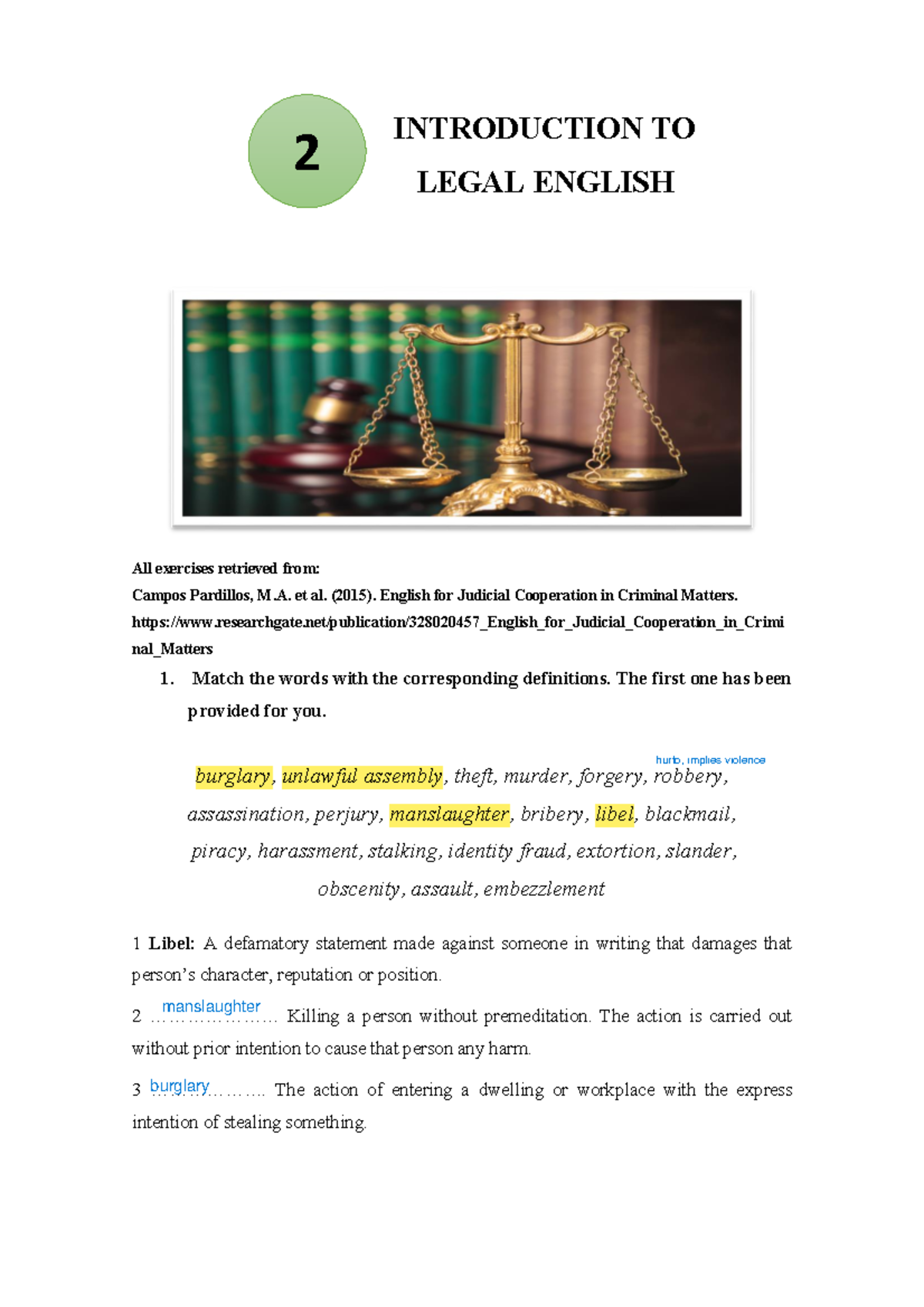 2. Introduction to Legal English - INTRODUCTION TO LEGAL ENGLISH All ...