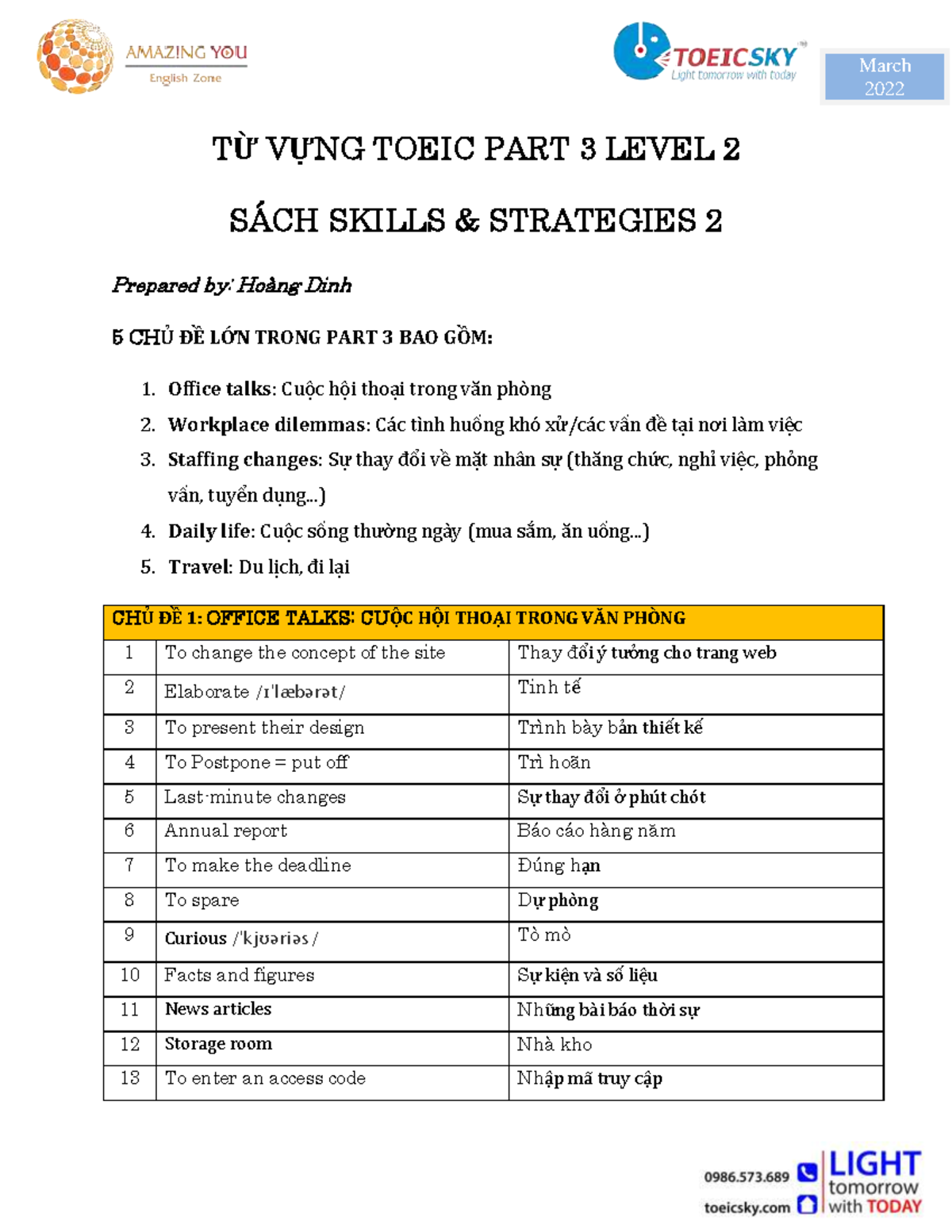 Từ vựng Toeic-PART 3 Level 2 - 2022 TỪ VỰNG TOEIC PART 3 LEVEL 2 SÁCH ...