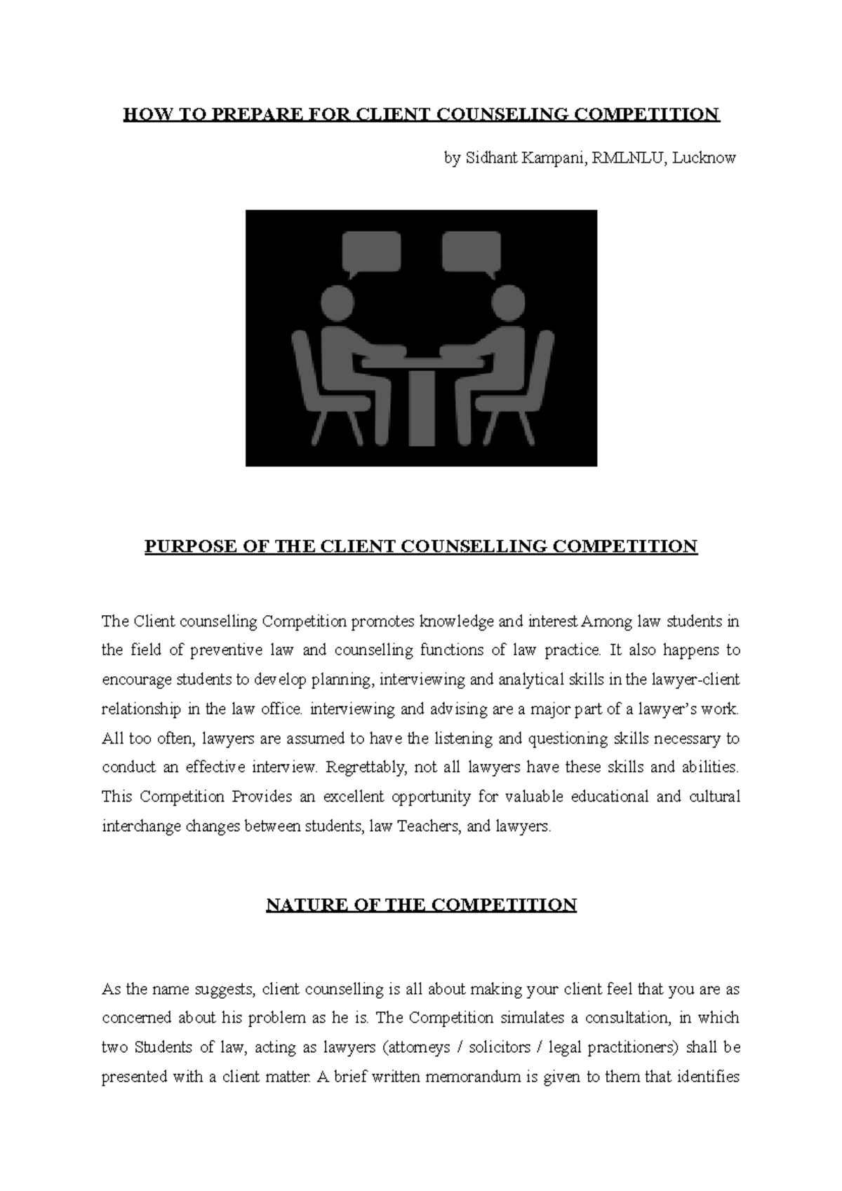 Client-counselling - law - HOW TO PREPARE FOR CLIENT COUNSELING ...