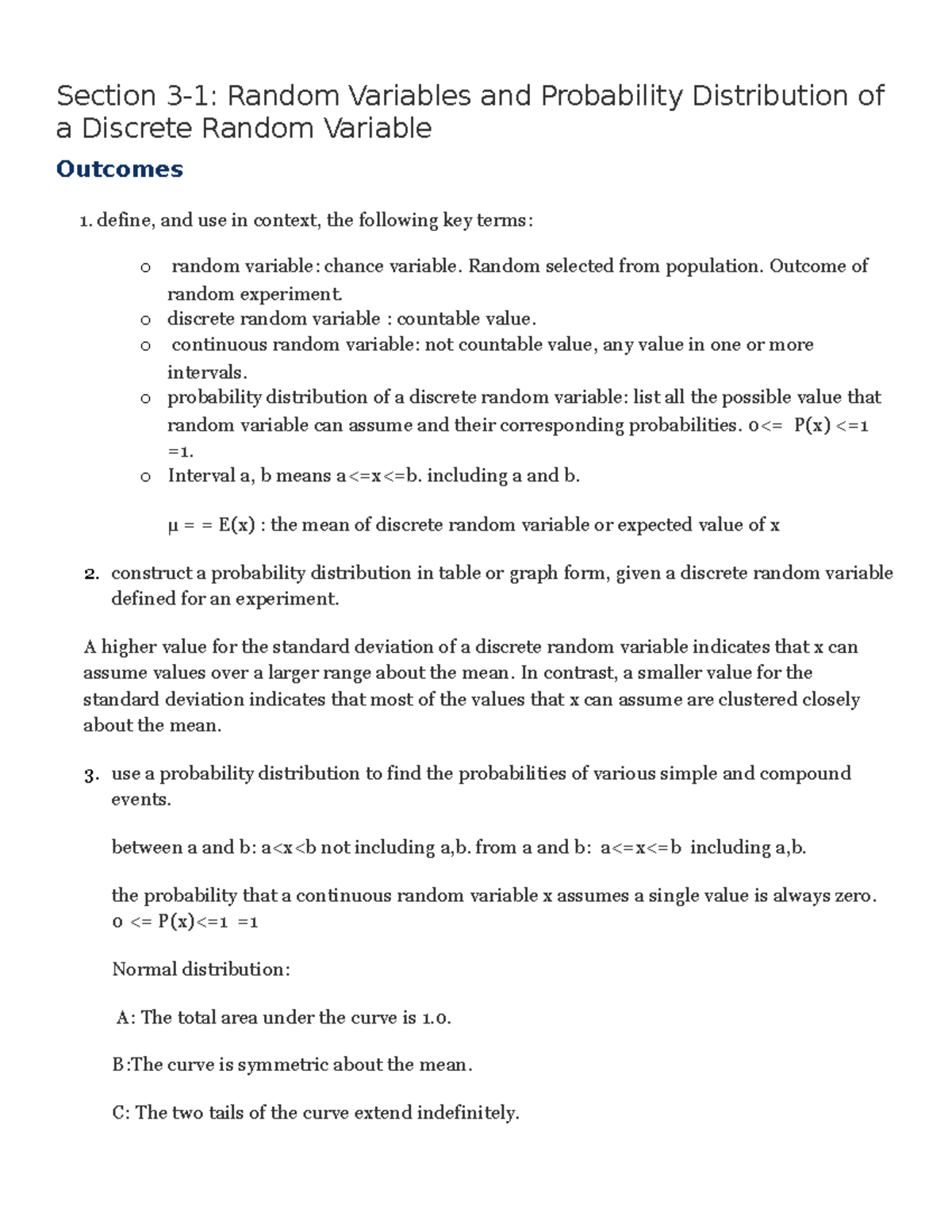 Study guide chart 5-6 - Section 3-1: Random Variables and Probability ...