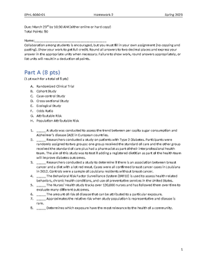 SPHL 6060 HW 1 Spring 2024 Sakshi - SPHL 6060-70 Spring 2024 Due ...