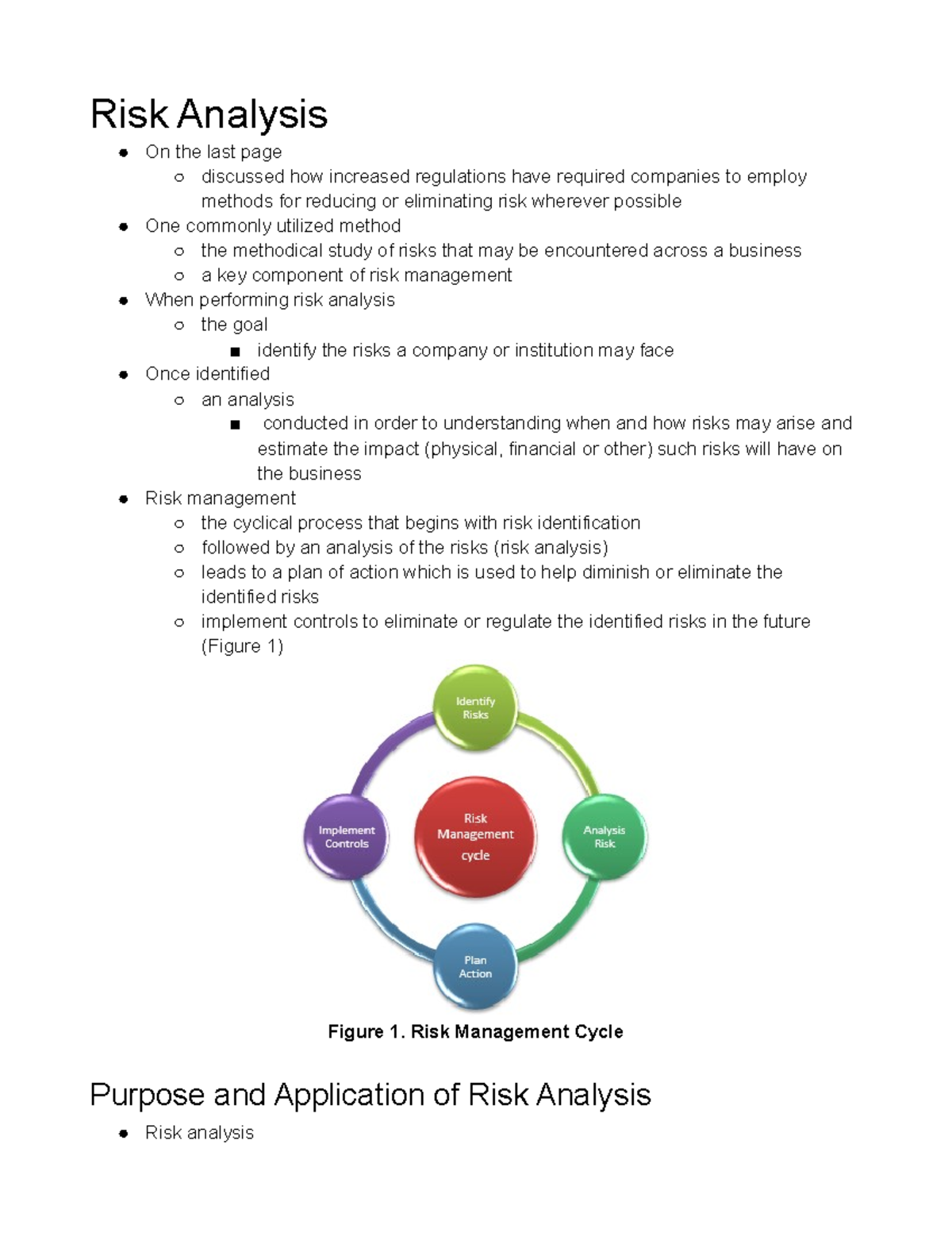 Risk Management Strategies Pt. 2 - Risk Analysis On the last page ...