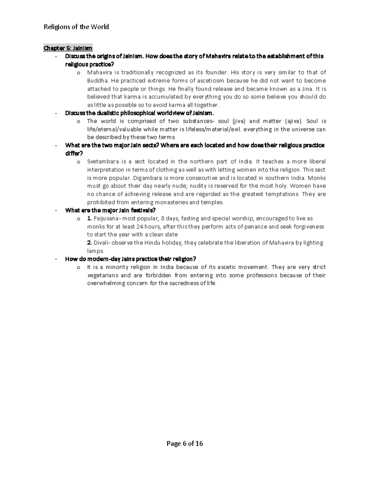 Religions of the World Learning Objectives 5 - Religions of the World ...